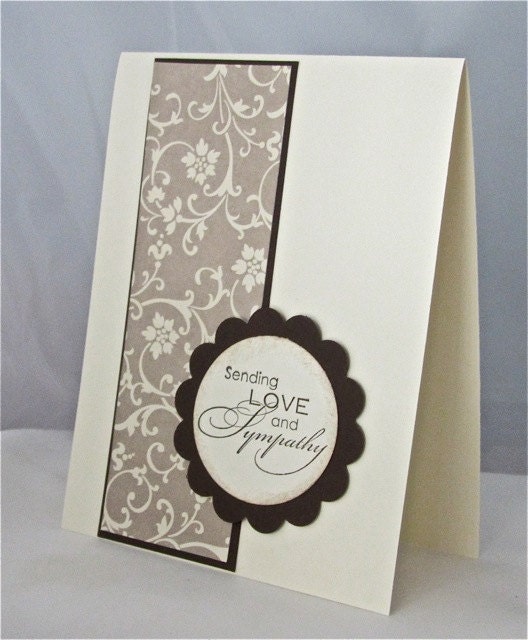 Items Similar To Condolence sympathy Card Stamped Blank Espresso Brown