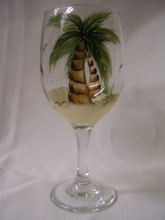 Items Similar To Palm Tree Wine Glasses 4 On Etsy