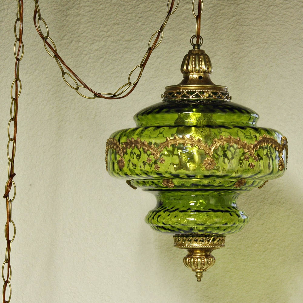 Vintage hanging light hanging lamp green globe by OldCottonwood Vintage hanging light hanging lamp green globe by OldCottonwood