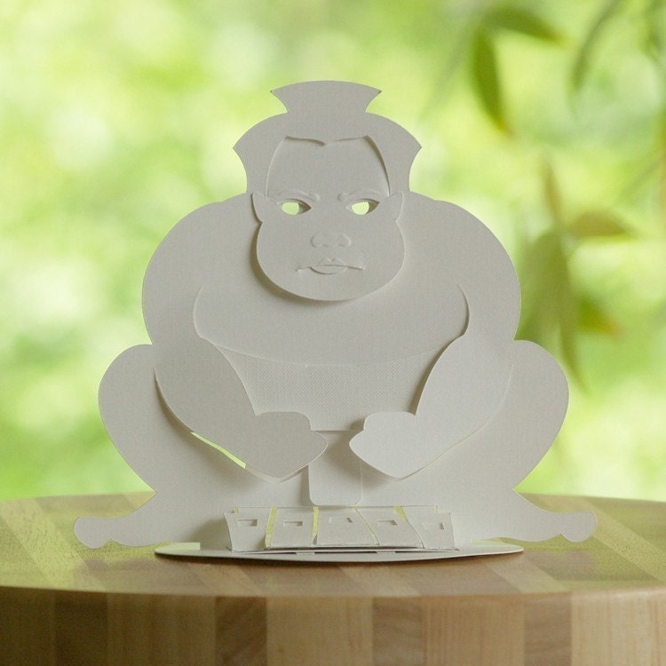 Kirigami Bunraku Sumo Puppet Make Yourself by popupcardmaking