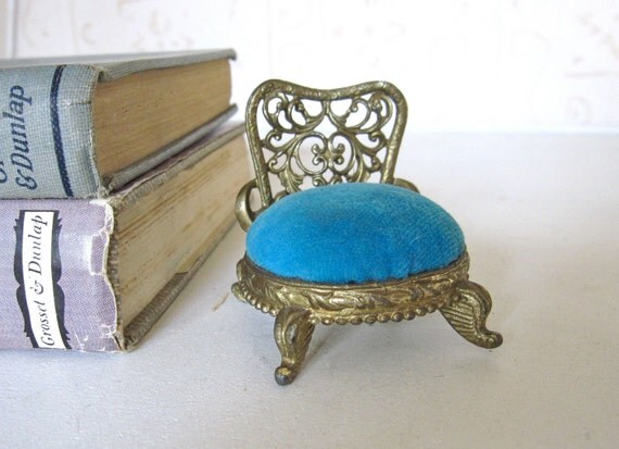 Vintage Pin Cushion Chair Ornate Brass Design By Thelazypeacock