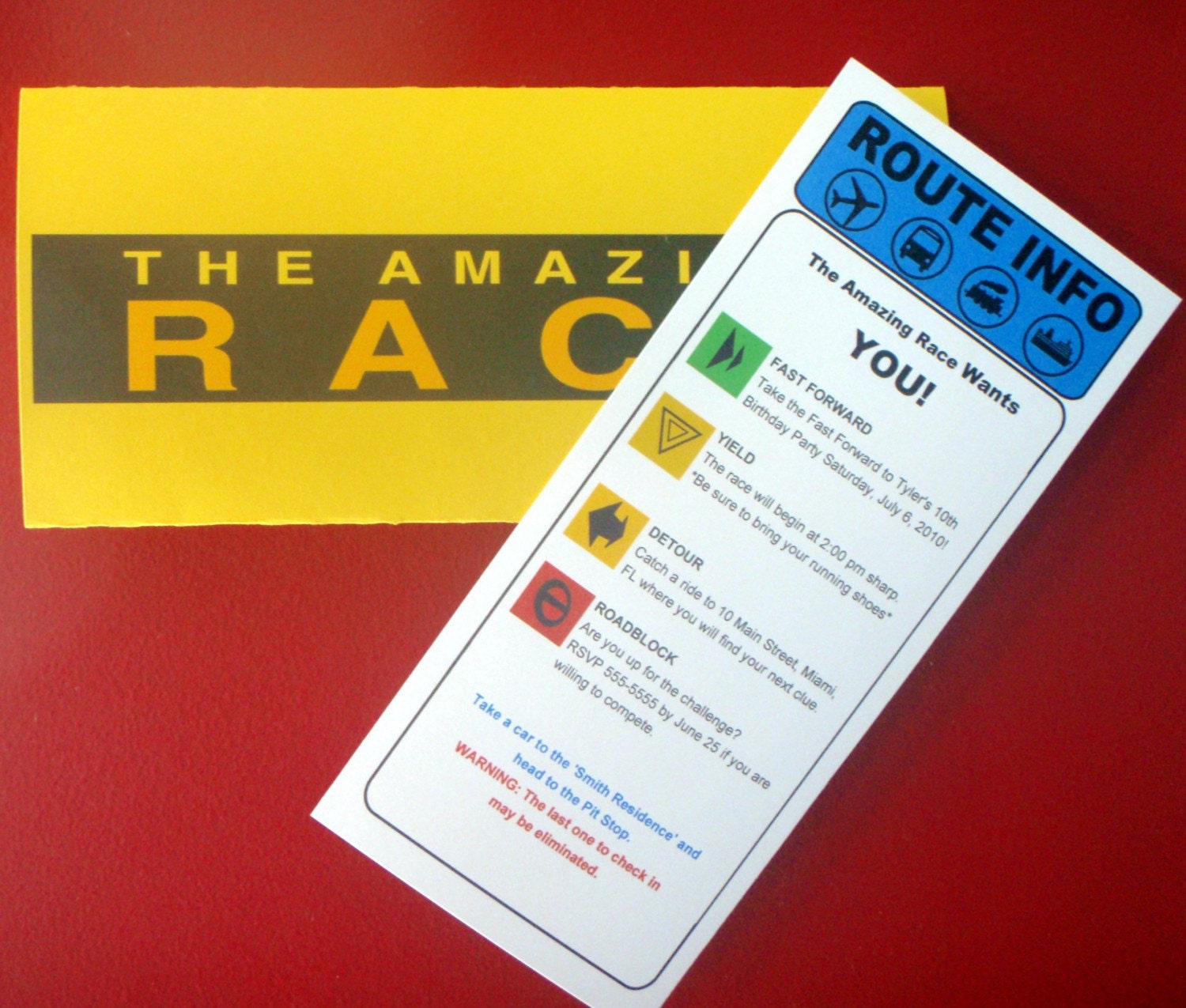 Amazing Race Custom Clue Card Birthday by CustomPartyPlace on Etsy