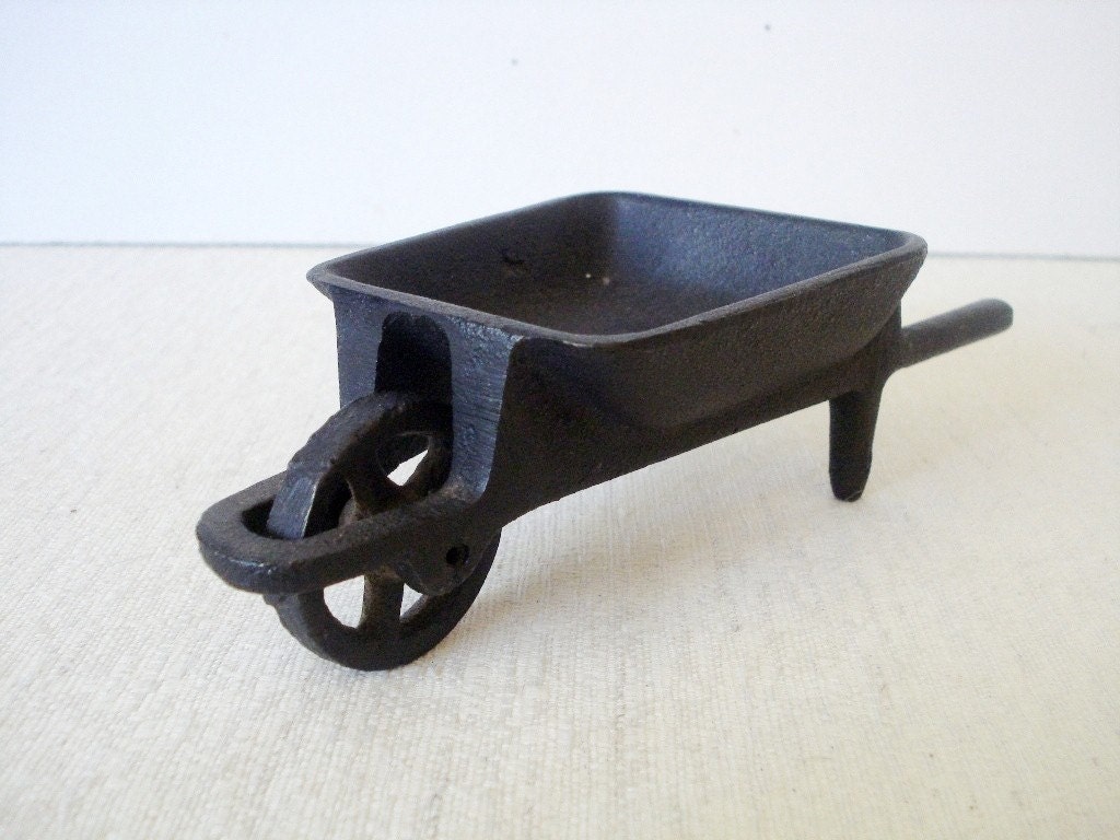 Vintage Cast Iron Wheel Barrel Large by FlossysTreasures on Etsy Vintage Cast Iron Wheel Barrel Large by FlossysTreasures on Etsy