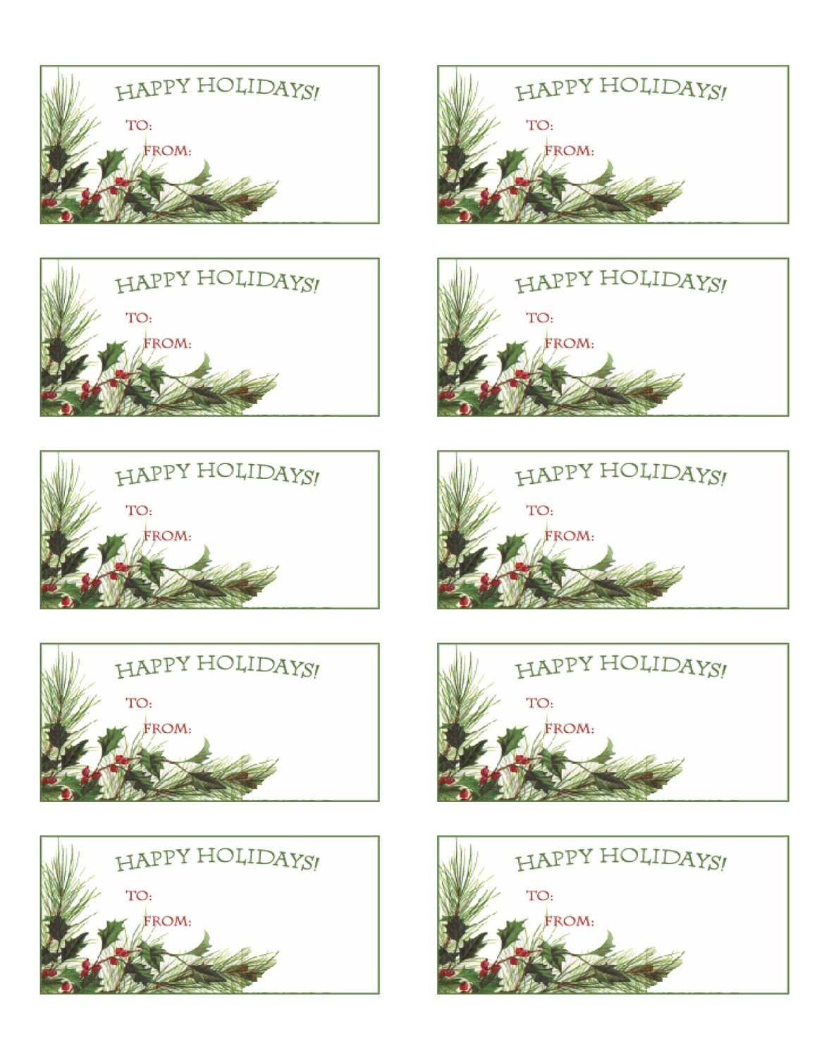 Items Similar To Printable Holiday Gift Tags Christmas Labels Party Pdf 