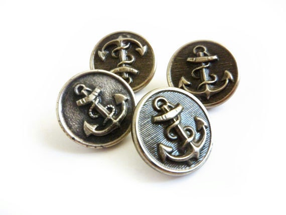 Anchor Vintage Metal Buttons By Theblingbazaar On Etsy
