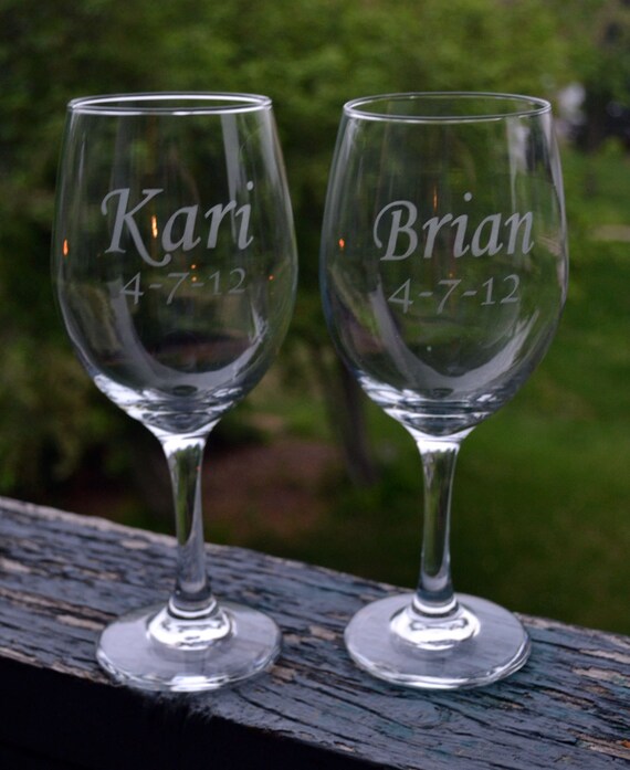 Custom Engraved Wine Glasses By Makeitstickdesigns On Etsy