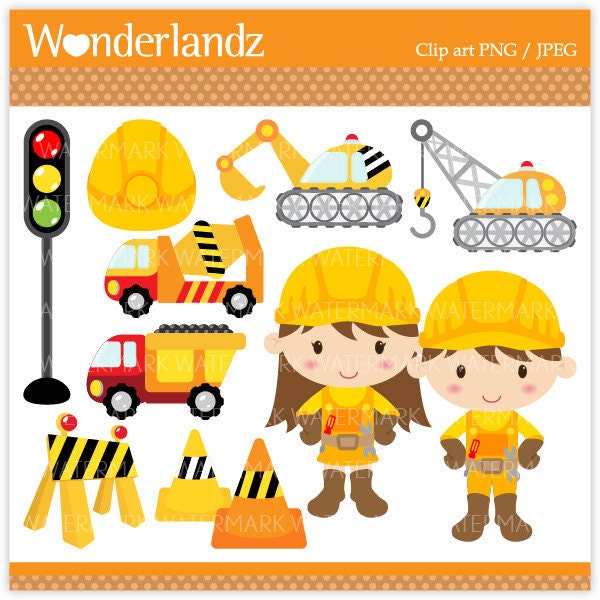ZA20 Construction Kids Party digital clip art by wonderlandz