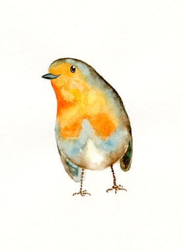ROBIN 5x7 Print Art Print Bird Watercolor Print Giclee Print 