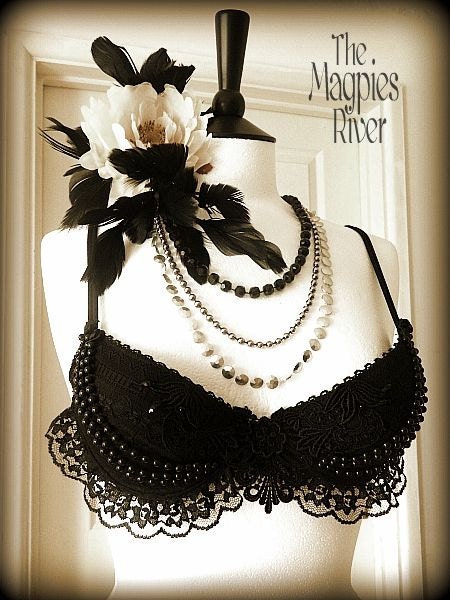 Vintage Style Black Bra Steampunk Victorian By Themagpiesriver