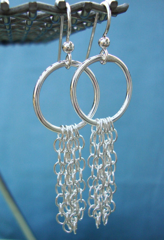 Sterling Silver Fringe Earrings Dangle By Amyestellemetalworks
