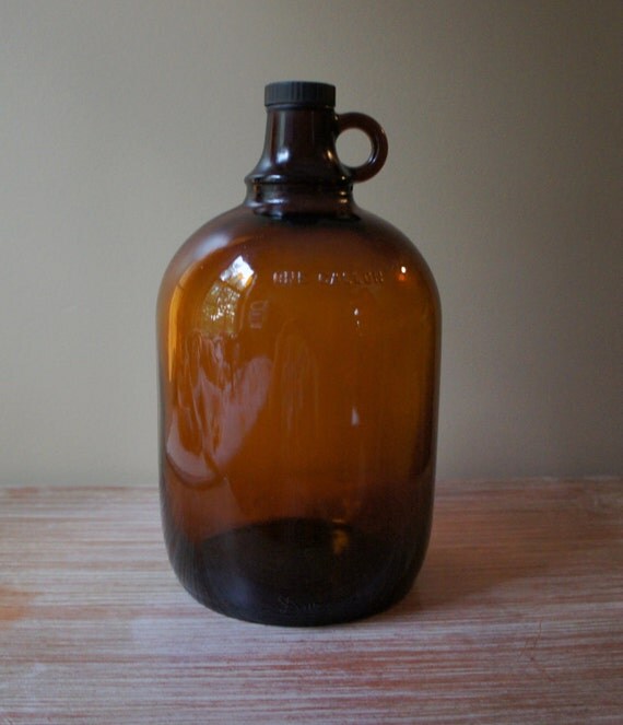 Vintage Amber Glass Gallon Jug With Lid By Windsweptlady On Etsy