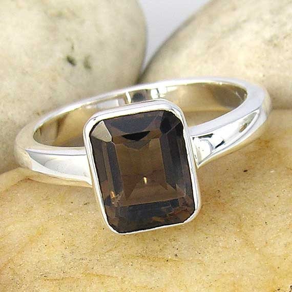 Smoky Quartz And Sterling Silver Solitaire Ring By Chadasoph