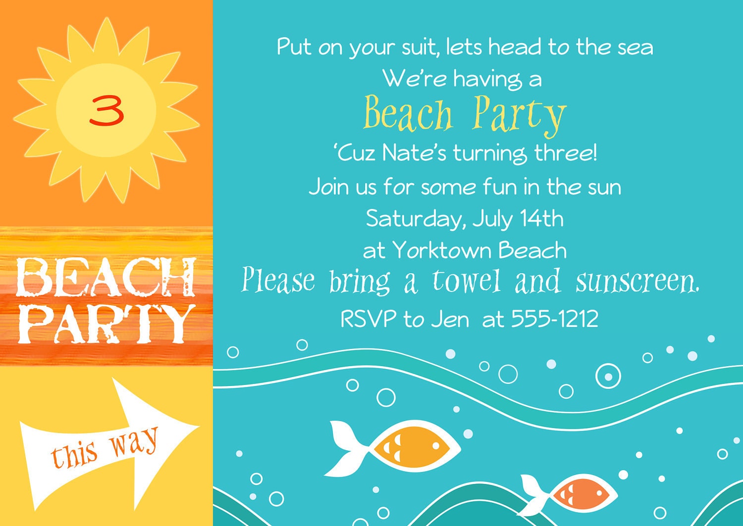 Beach Party Invitations By JenTbyDesign On Etsy
