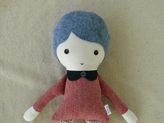 Fabric Doll Rag Doll With Gray Hair By Rovingovine On Etsy