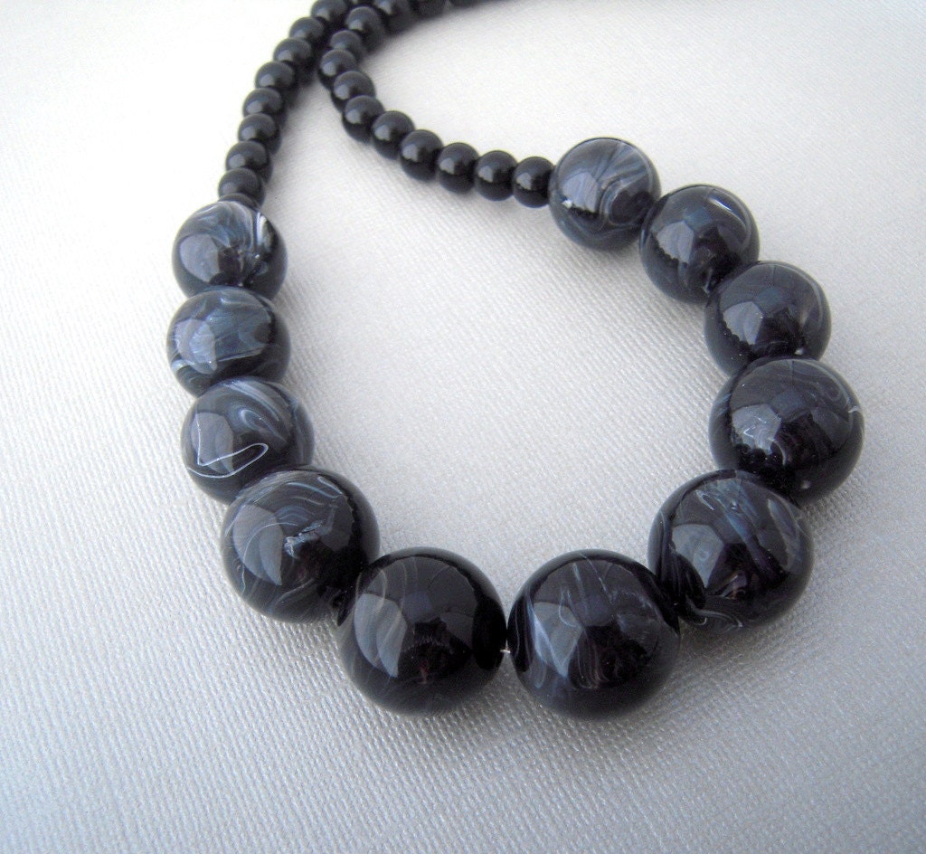 Big Bead Necklace Black Chunky Necklace Bold By Urbandwellers