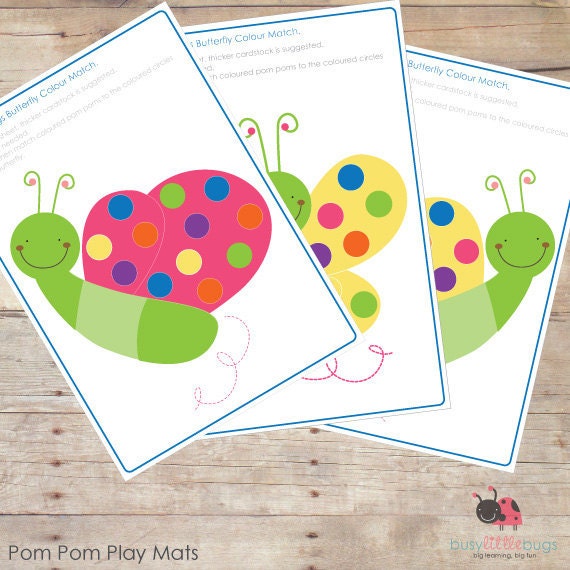 Butterfly & Caterpillar Pom Pom Play Mats by BUSYLITTLEBUGSshop