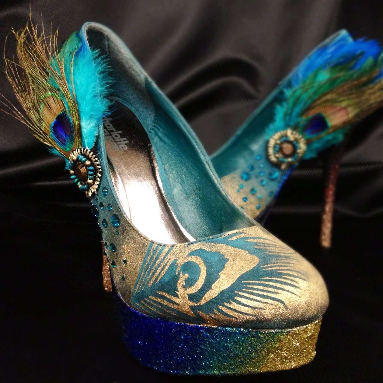 Peacock Heels By Starlitesoles On Etsy