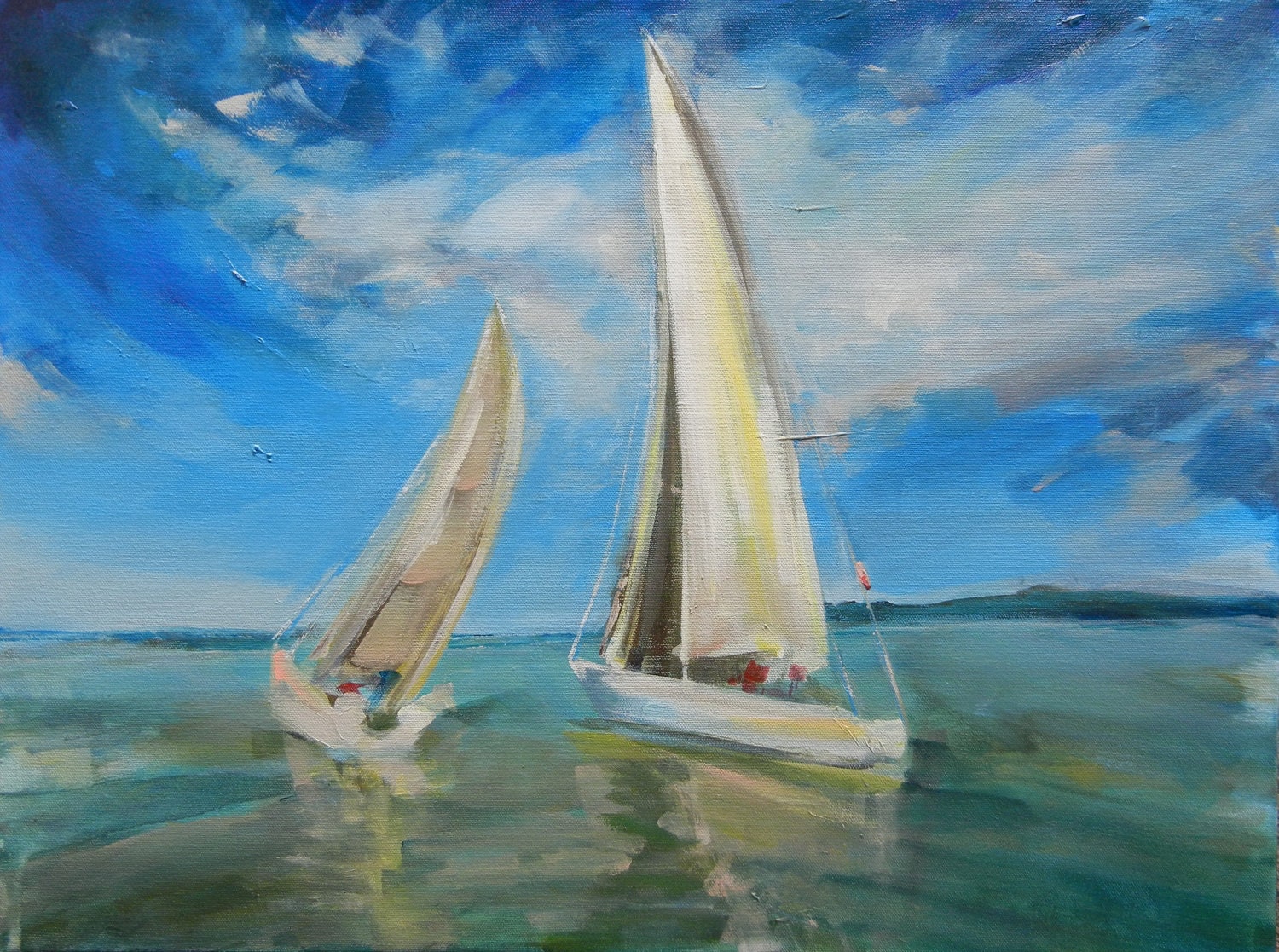 Sailing Boats Original Acrylic Painting By AnikoArt On Etsy
