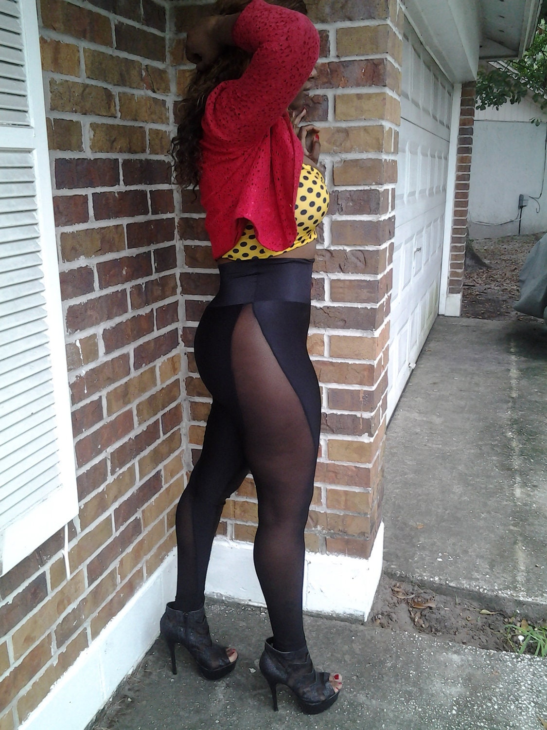 Items Similar To High Waist Black On Sheer Black Leggings On Etsy