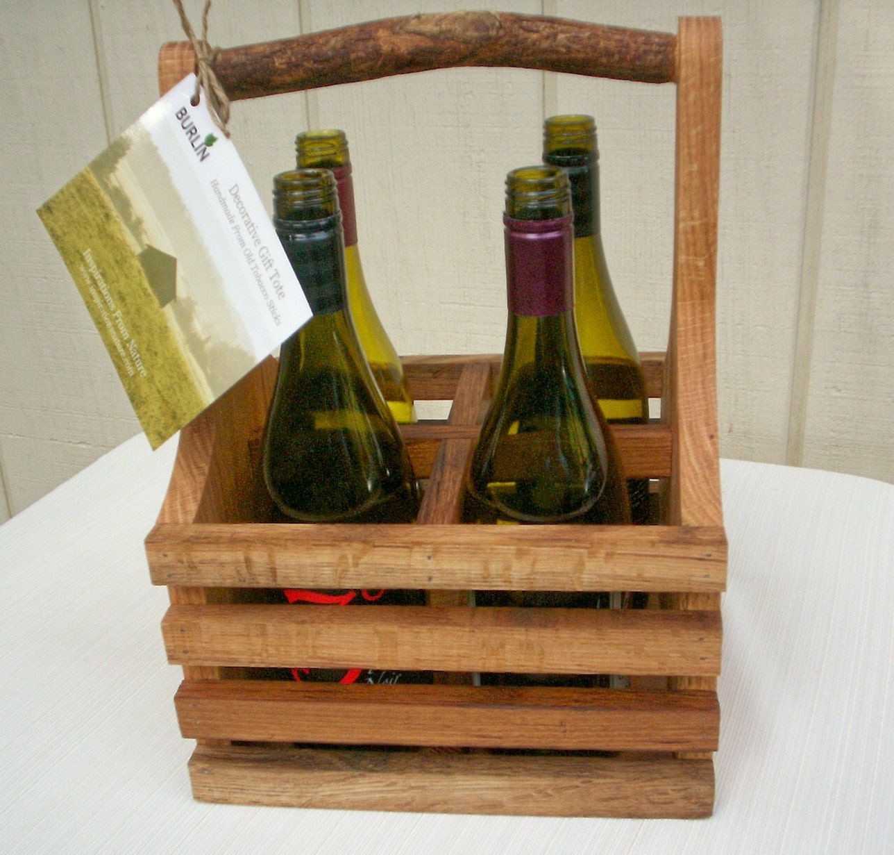 Home Decor 4Bottle Wood Wine Tote Carrier By Inspirationsnature