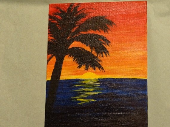 Palm Tree Silhouette Painting