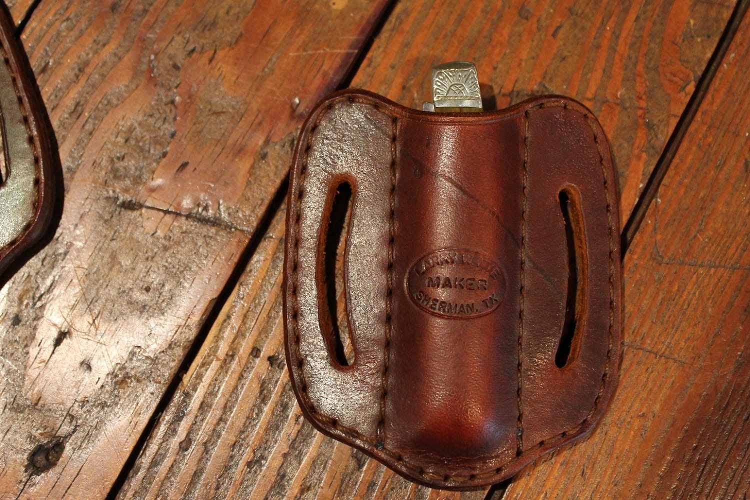 Leather Knife Sheath Handmade Pancake Style By LarryNyeEngraving