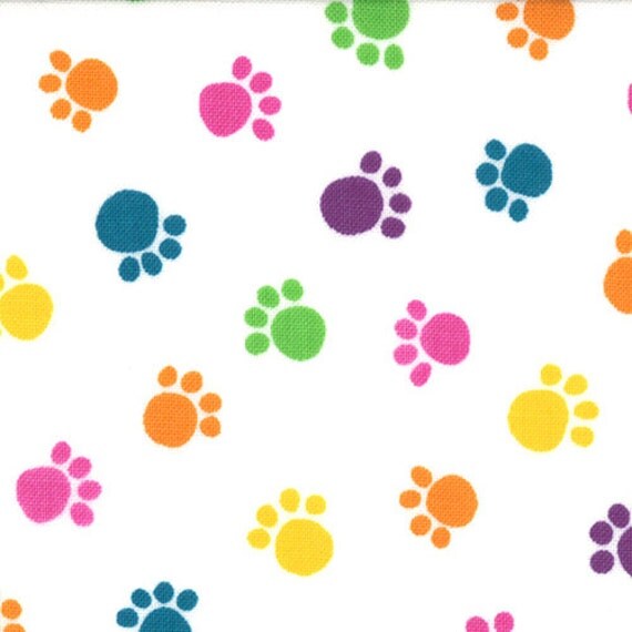CLEARANCE Multi Colored Cat Paws Fabric by CreateByTheYard CLEARANCE Multi Colored Cat Paws Fabric by CreateByTheYard