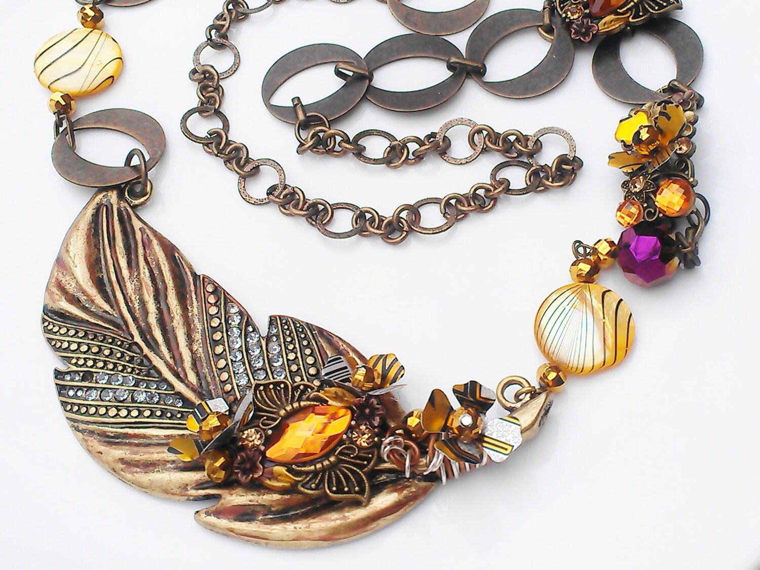 Leaf Recycled Soda Can Jewelry Antiqued Long By Absolutejewelry