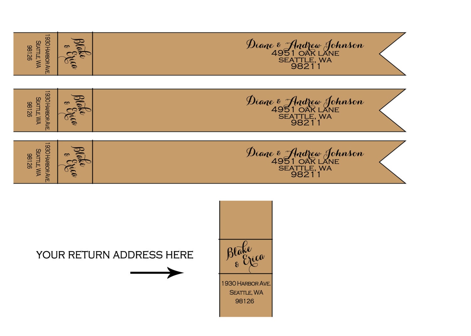 Items Similar To Wrap Around Kraft Labels Wedding Invitations