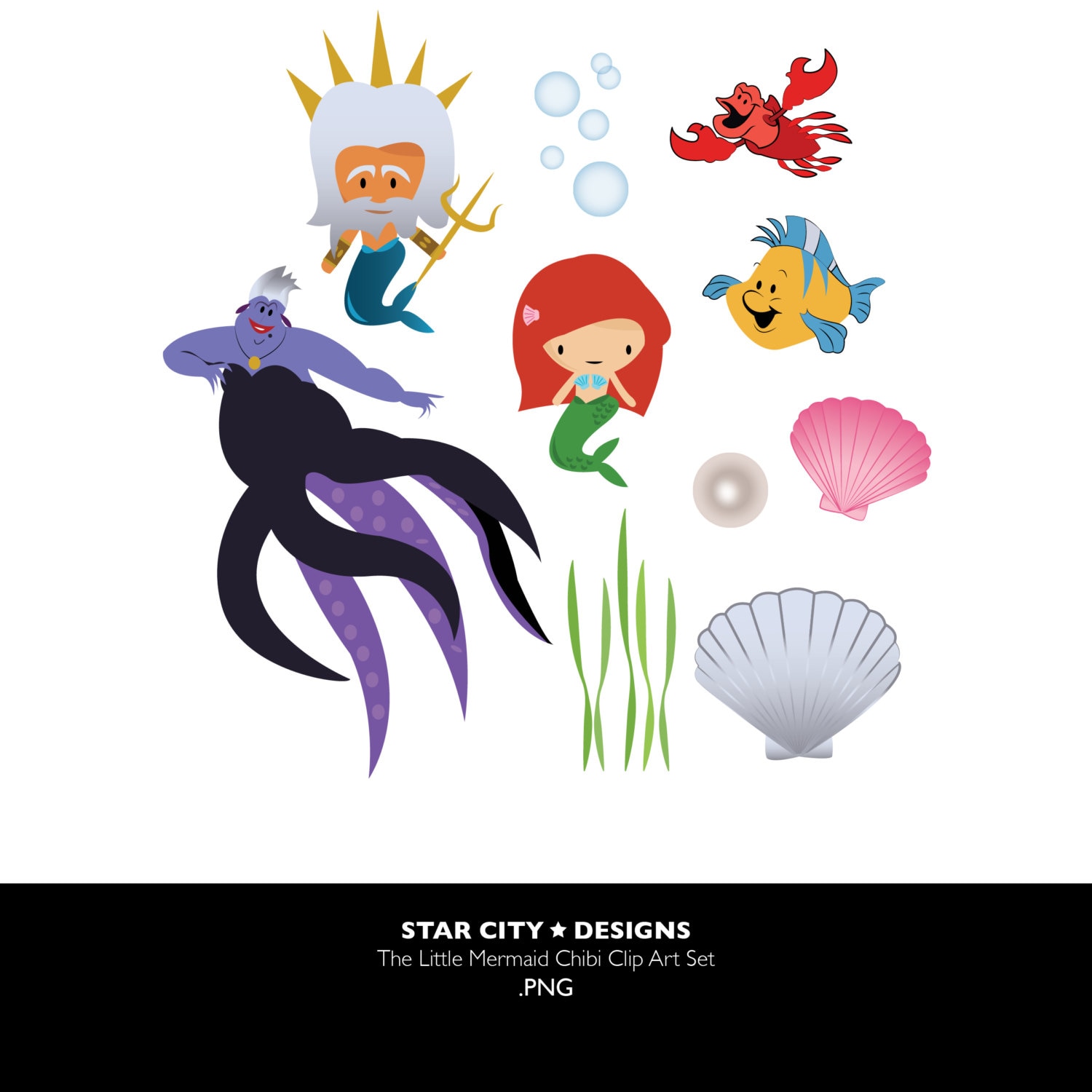 Mermaid Clip Art Clipart Vector Art Graphics by StarCityDesigns