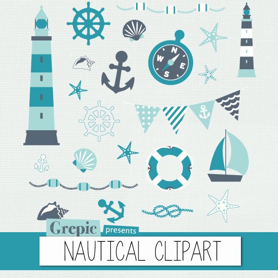 Nautical clipart pack: “NAUTICAL CLIPART” with navy & sea elements like ...