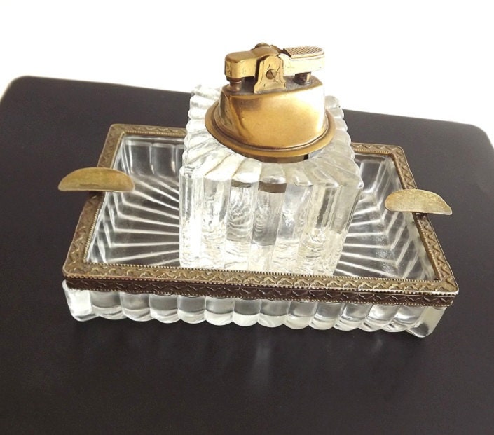 Vintage Table Top Cigarette Lighter Ashtray by VintageAndVictorian Vintage Table Top Cigarette Lighter Ashtray by VintageAndVictorian
