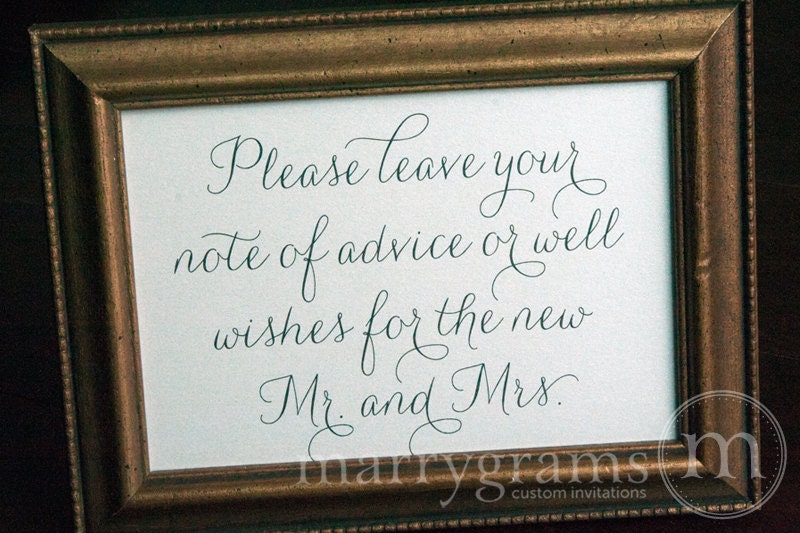 Advice And Well Wishes Table Sign Wedding Reception Seating Signage
