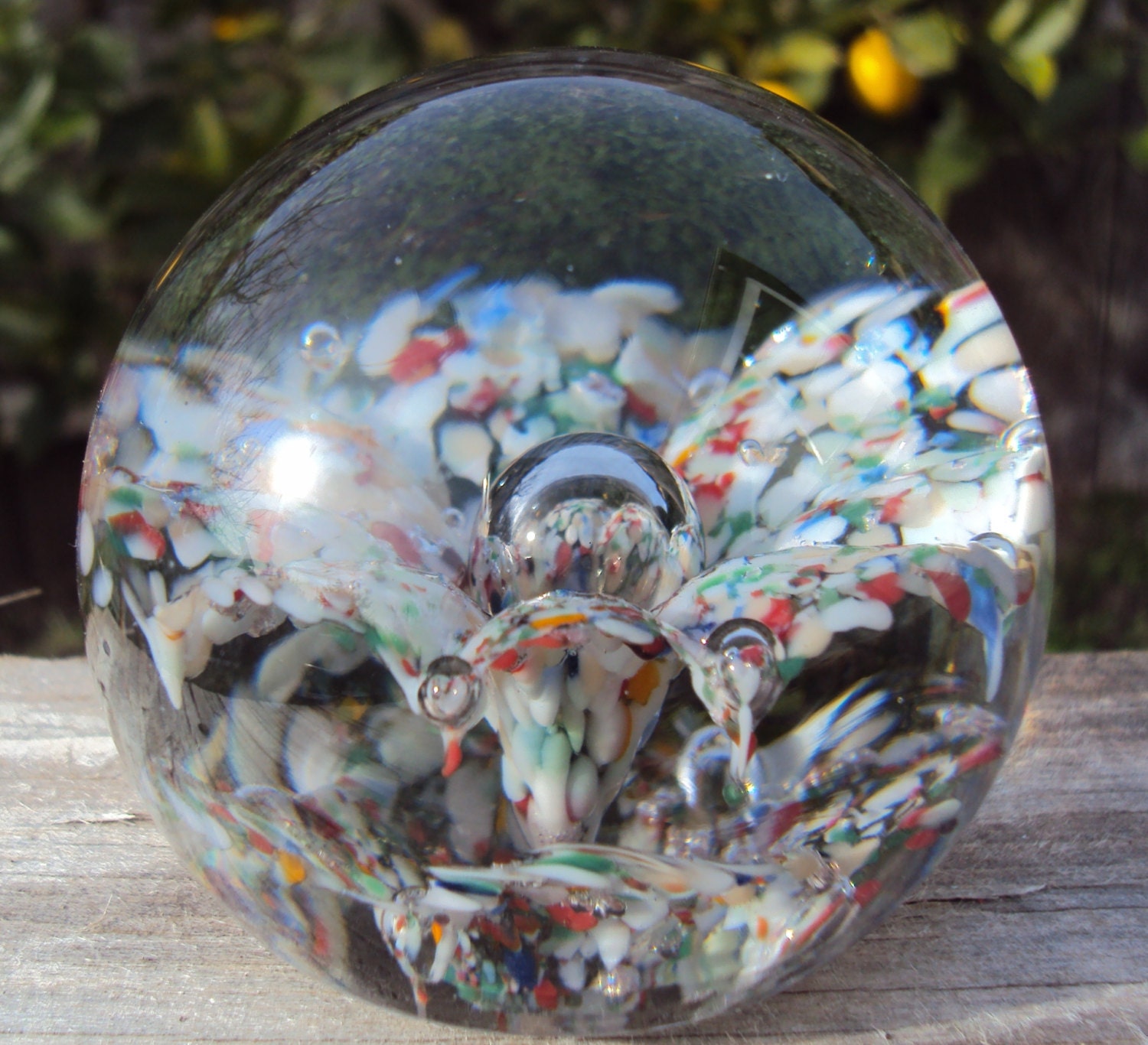 ROUND GLASS PAPERWEIGHT With Large Bubble in by SantacruzLily ROUND GLASS PAPERWEIGHT With Large Bubble in by SantacruzLily