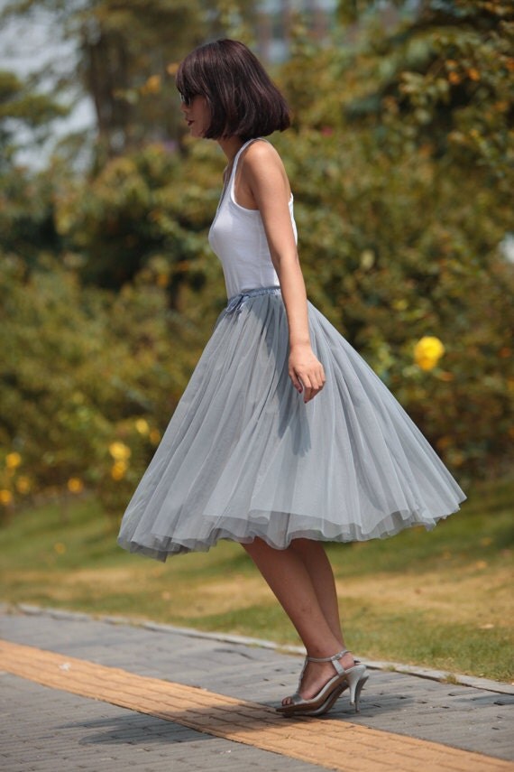 Tulle Skirt Tea Length Tutu Skirt Knee Length By Sophiaclothing