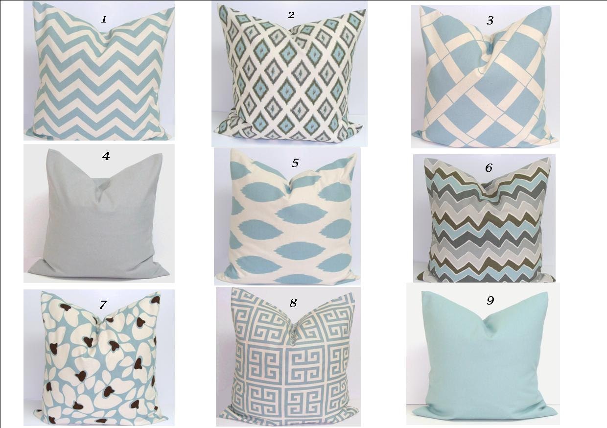 Blue Pillow Sale 16x16 Inch Printed Fabric Front And Back Flower