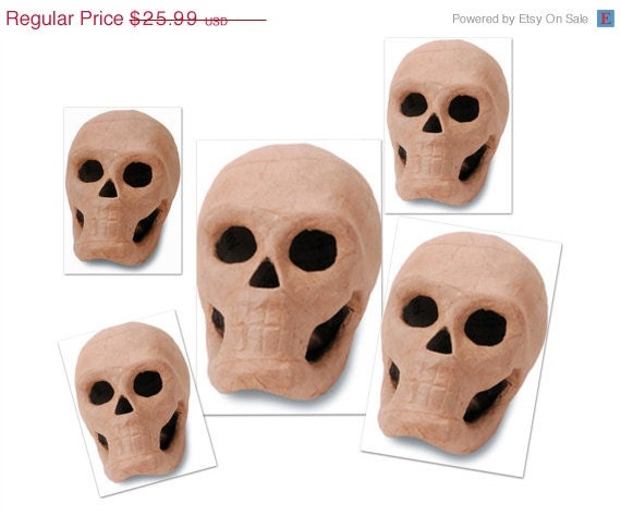 On Sale Diy 5 Small Skulls Paper Mache 55 Great For Day Of The Dead Halloween Craft
