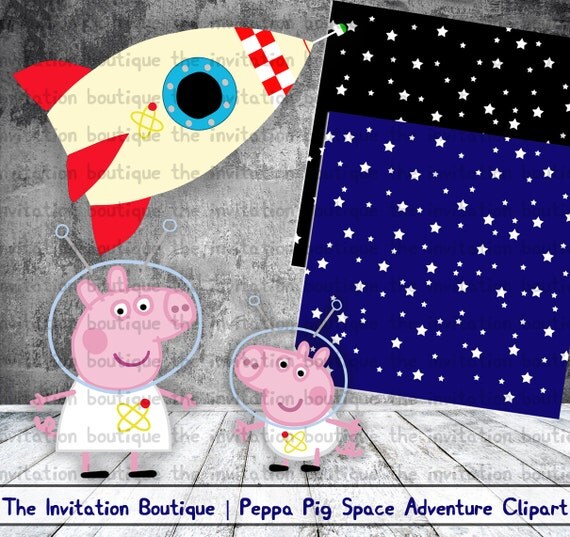 PEPPA PIG Clipart Space Adventure Set by TheInvitationBoutiqu