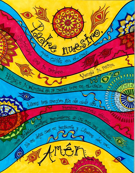 Padre Nuestro 11x14 or 8x10 art print Our Father in por DovetailInk