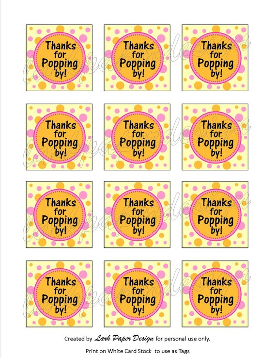 Instant Download DIY Printable Thanks For By LarkPaperDesign