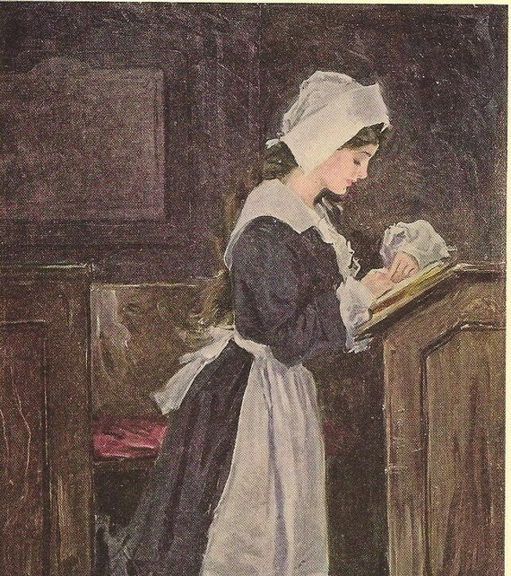Christy Girl Puritan Girl In Prayer Original By Theoldbarndoor