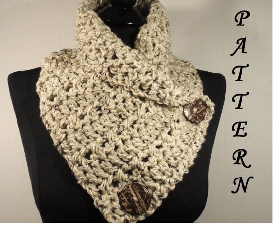 Button Scarf Crochet Pattern Button Cowl By Villayarndesigns