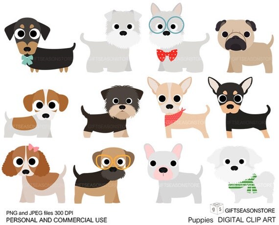Puppies Digital clip art part 1 for Personal by Giftseasonstore