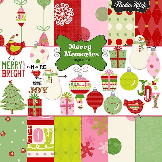 Christmas Digital Embellishments & Digital Papers by StudioKitsch