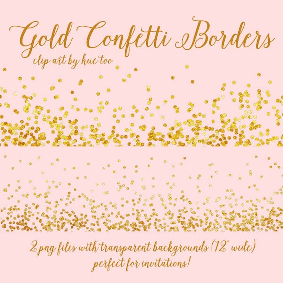 gold glitter confetti borders clip art confetti by huetoo on Etsy