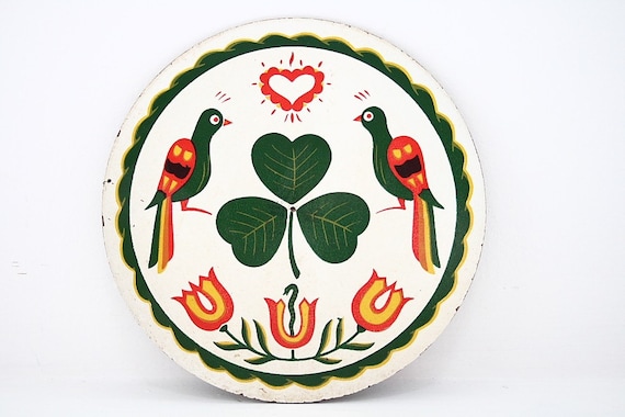 Vintage Jacob Zook Amish Irish Hex Sign Double Distelfink with