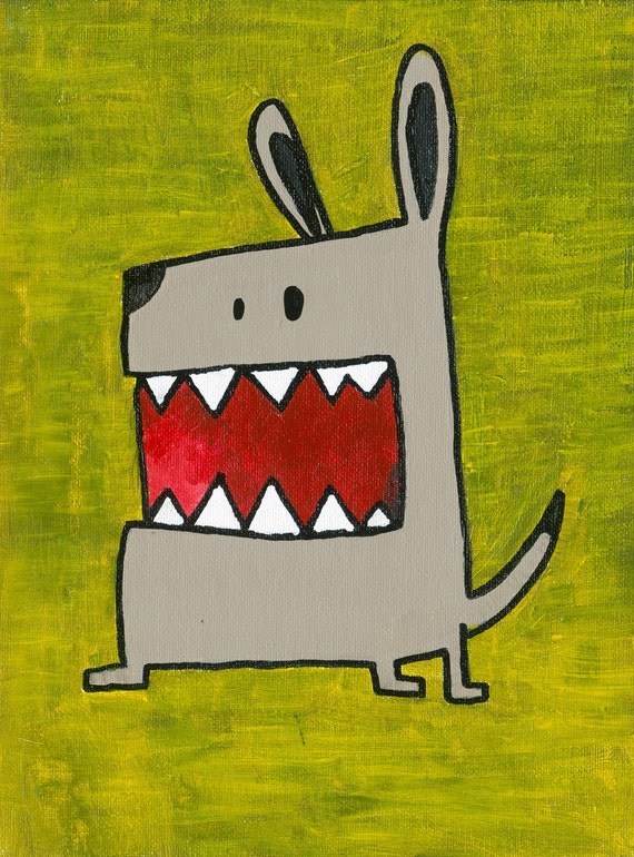 Items similar to Dog with teeth Original Illustration Print on Etsy