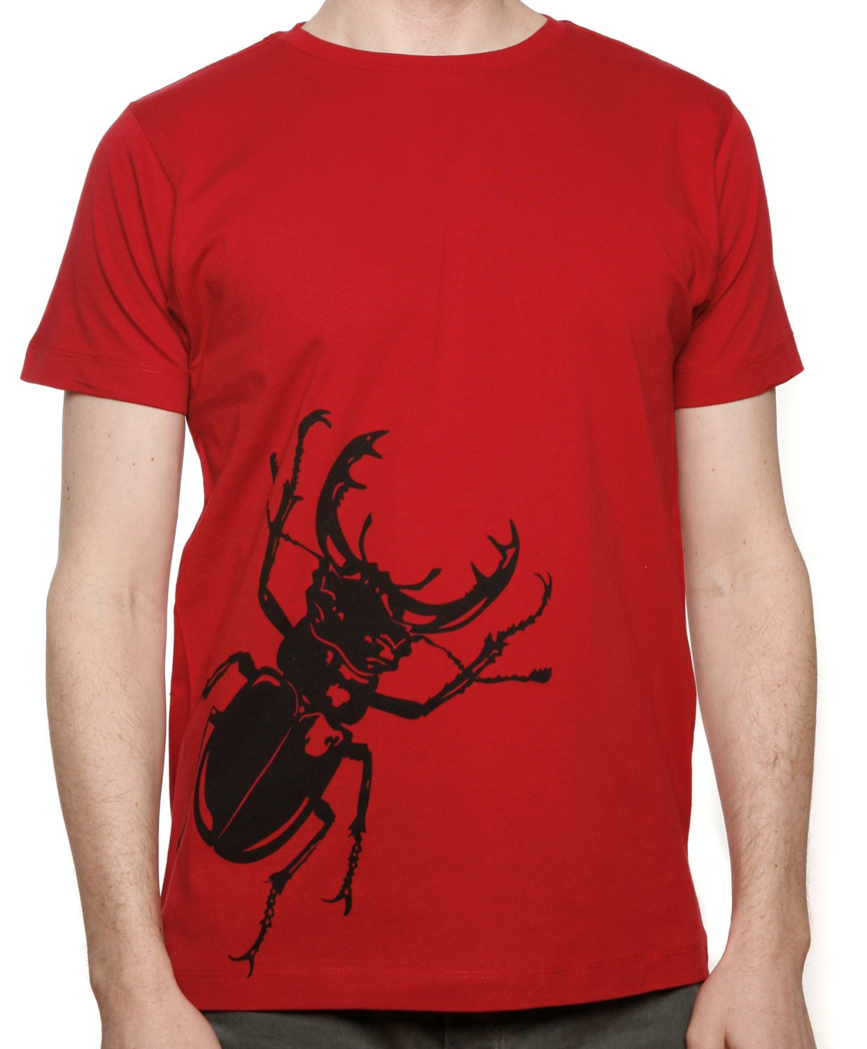 Men's Stag Beetle T-shirt Red by jesswitaj on Etsy