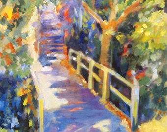 Landscape Painting of California Hills Print by clairespaintings