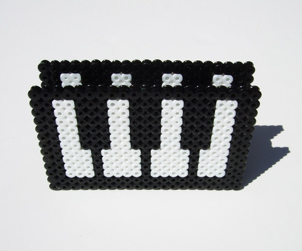 Card Holder Keyboard Piano Music Black and White Perler Bead
